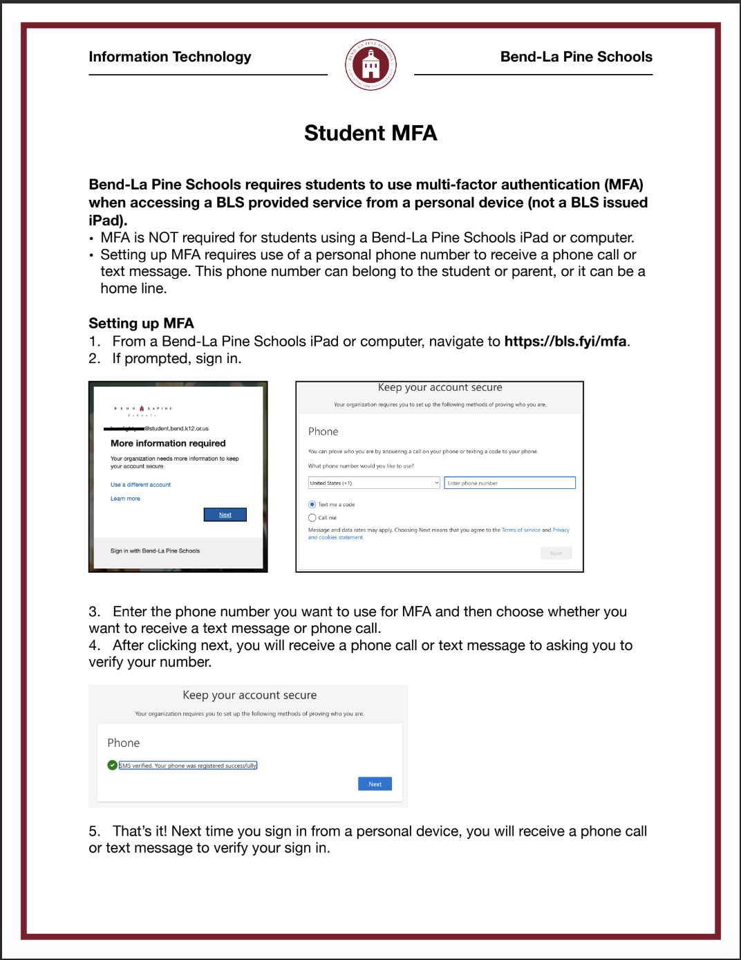 Student MFA – Student Access from a Personal Device – BLS Educational ...